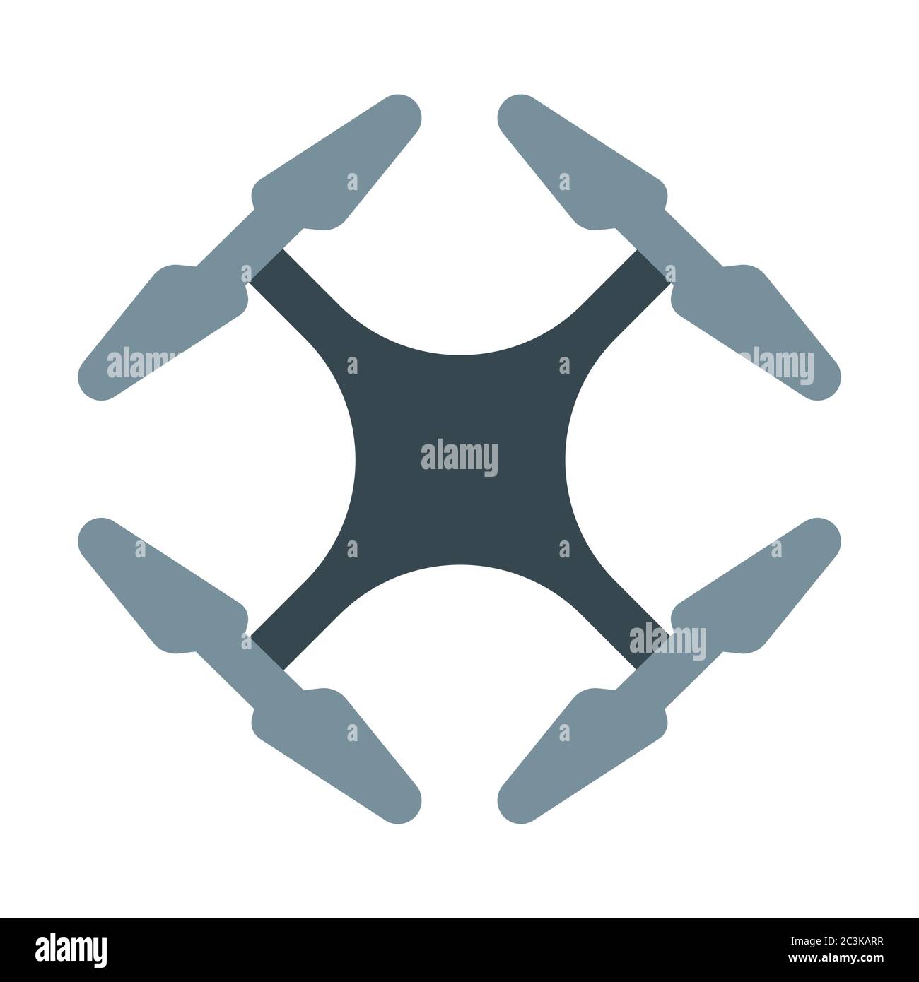 Stylized image of a drone, quadrocopter top view vector flat icon ...