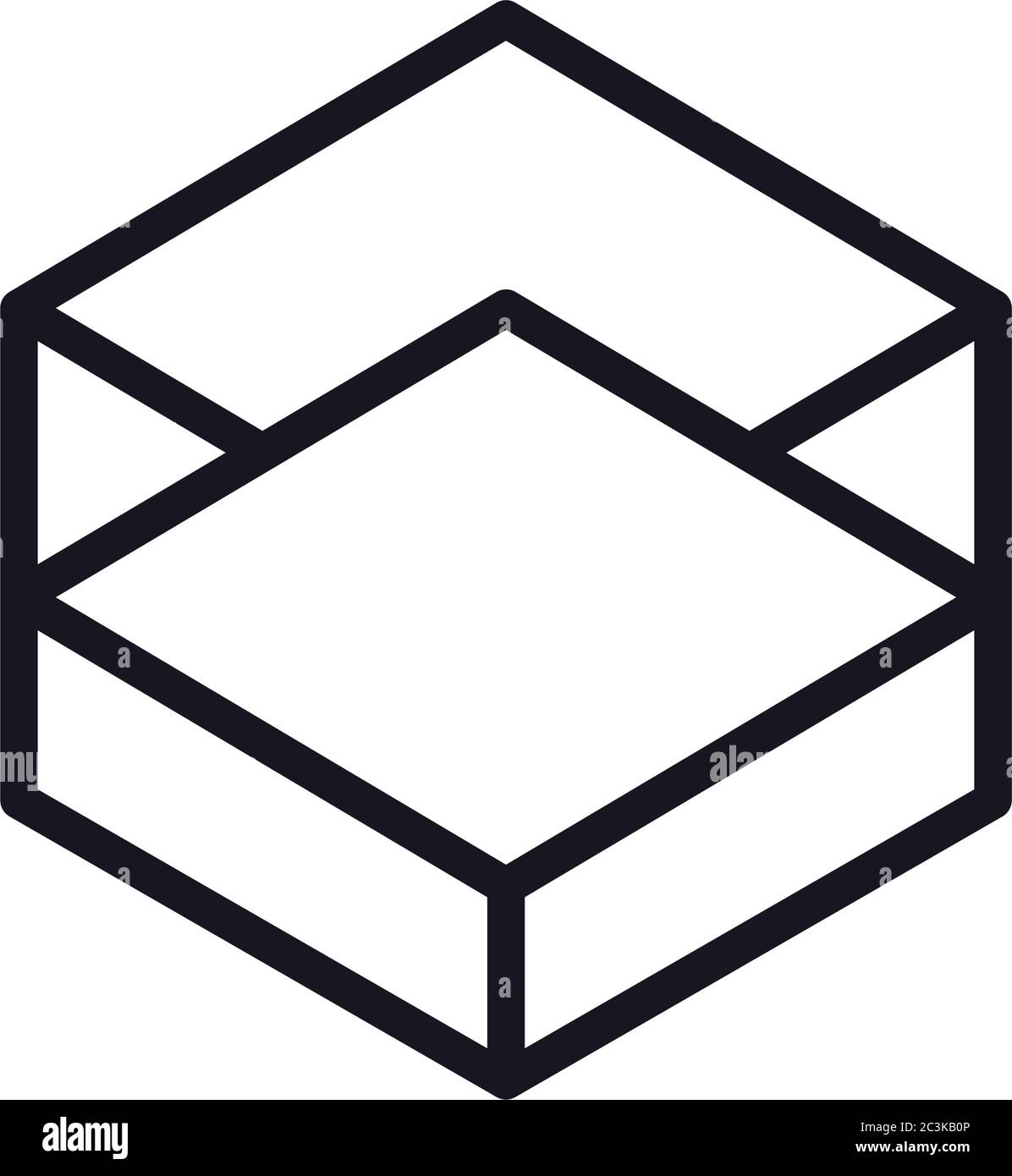 geometric and abstract 3d cube line style icon design, shape and figure ...