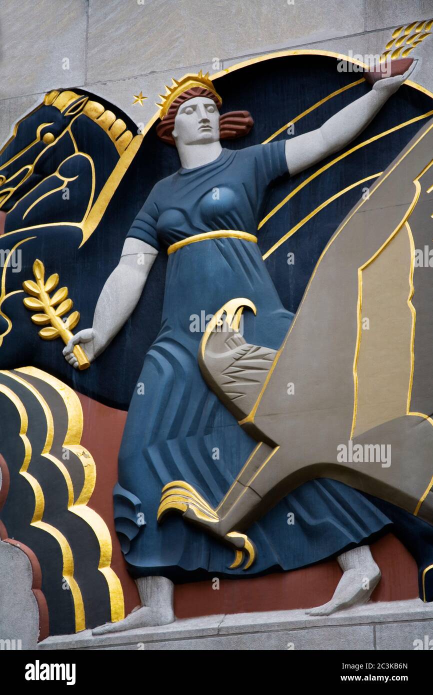 Entrance detail of Rockefeller Center, Midtown Manhattan, New York City ...