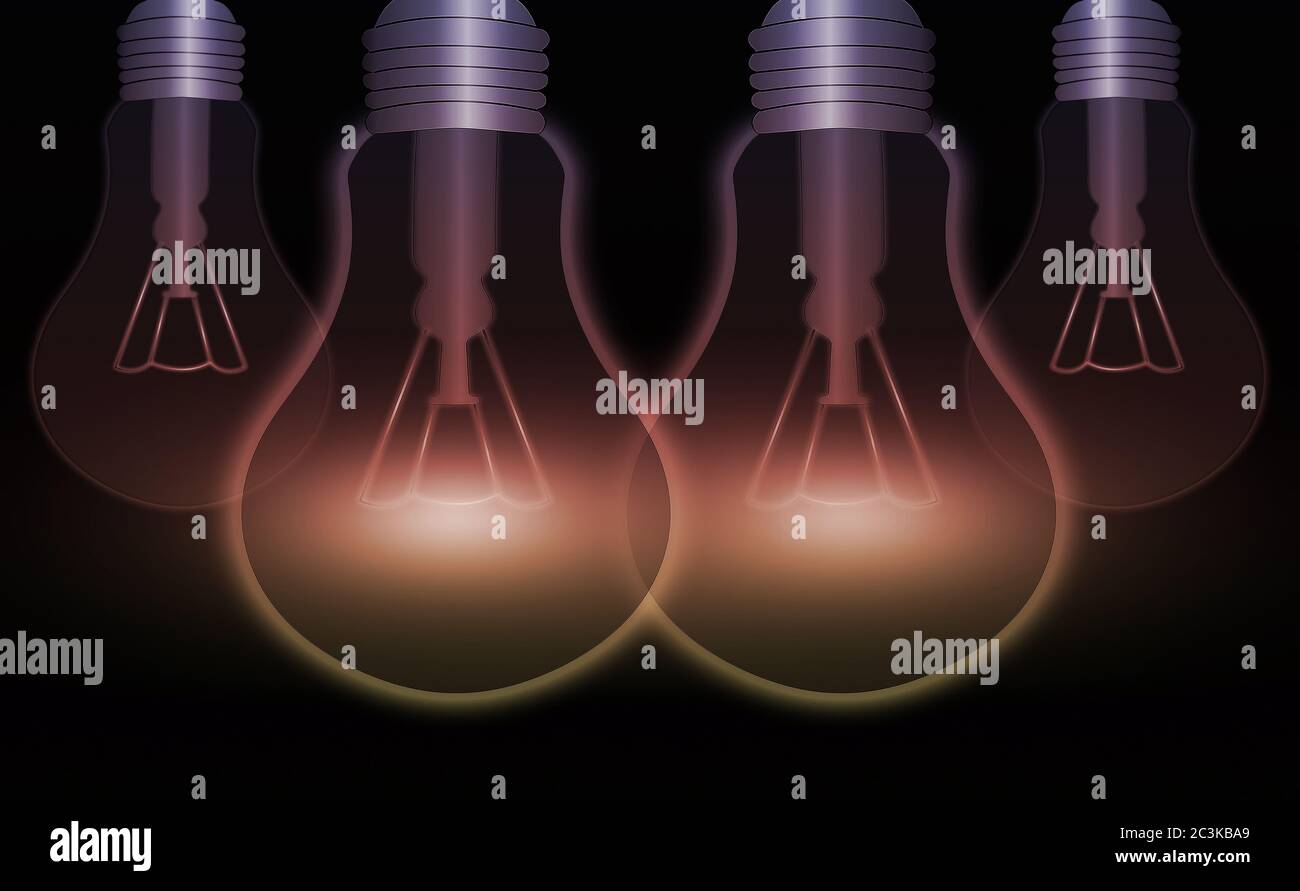 Realistic Colored Vintage Light Bulbs, Idea Sign Solution Thinking ...