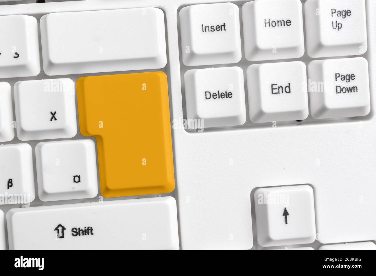 Different Colored Keyboard key With Accessories Arranged On Empty copy ...