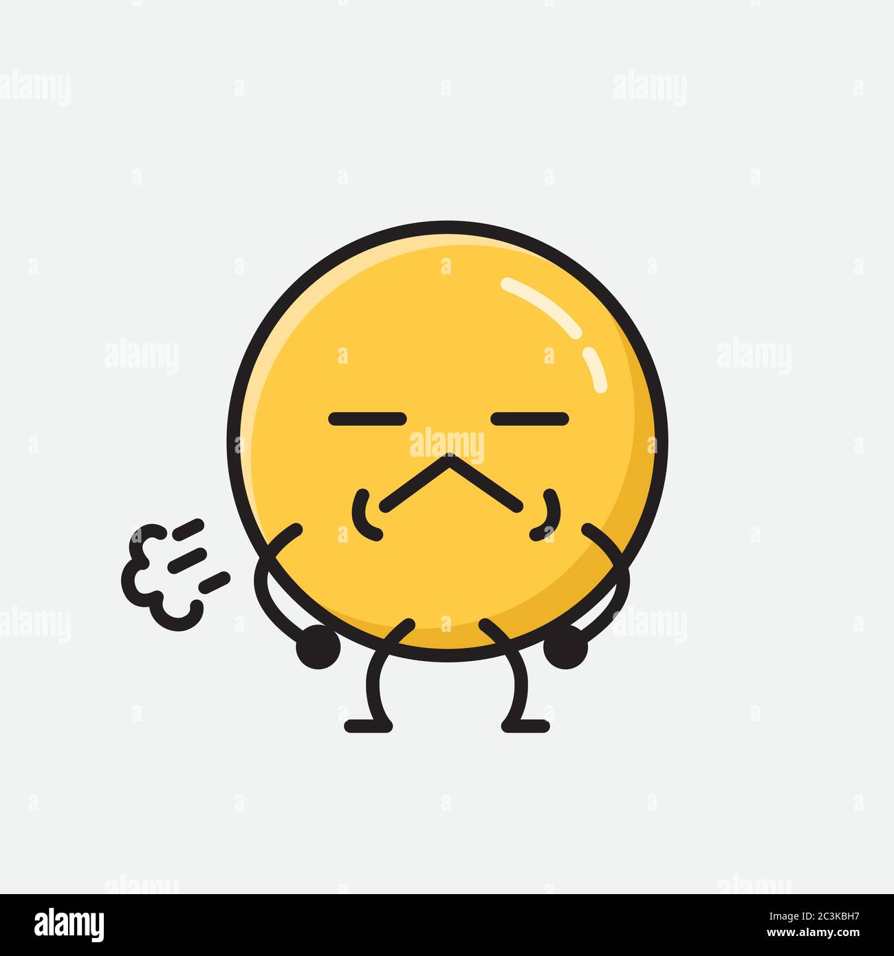 An illustration of Cute Yellow Emoticon Mascot Vector Character in Flat ...