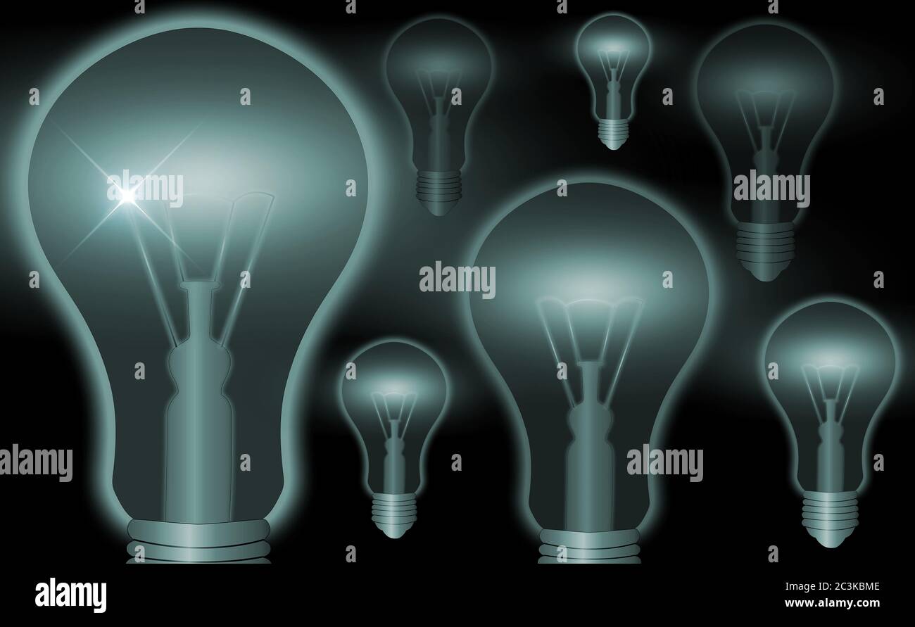 Realistic Colored Vintage Light Bulbs, Idea Sign Solution Thinking ...