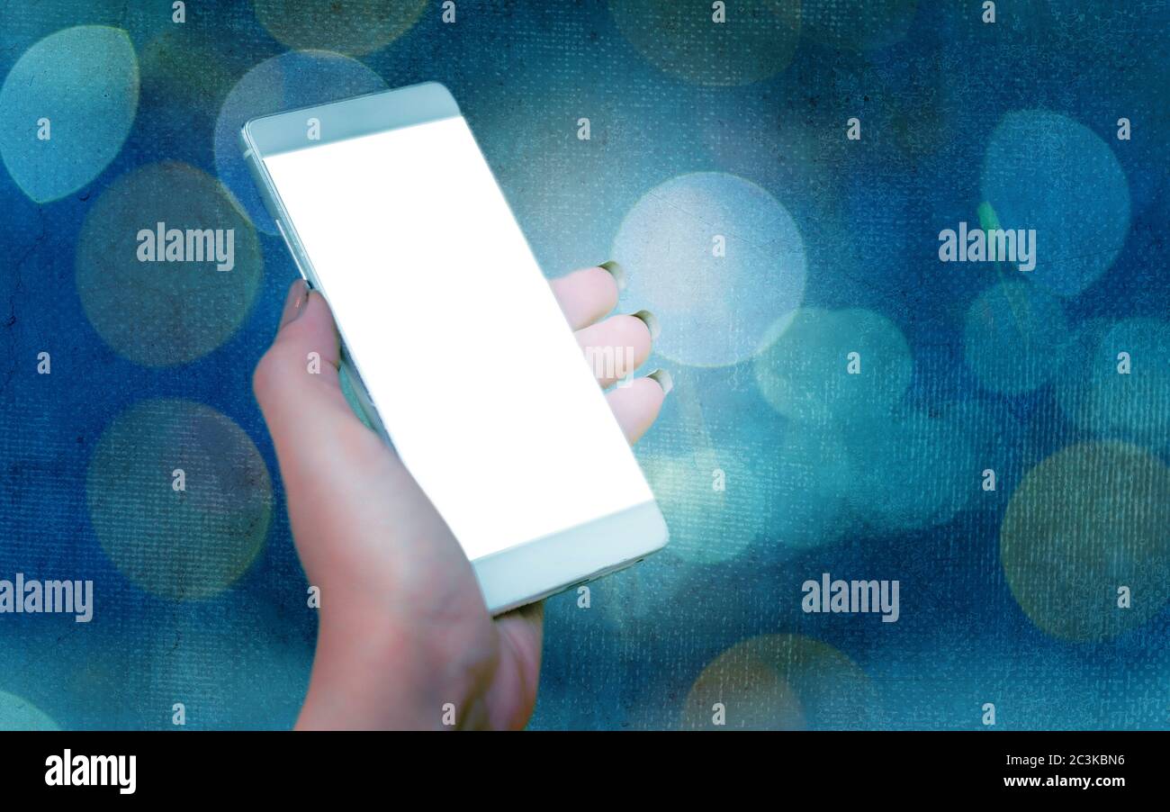 Modern Gadgets With White Display Screen Under Colorful Bokeh ...