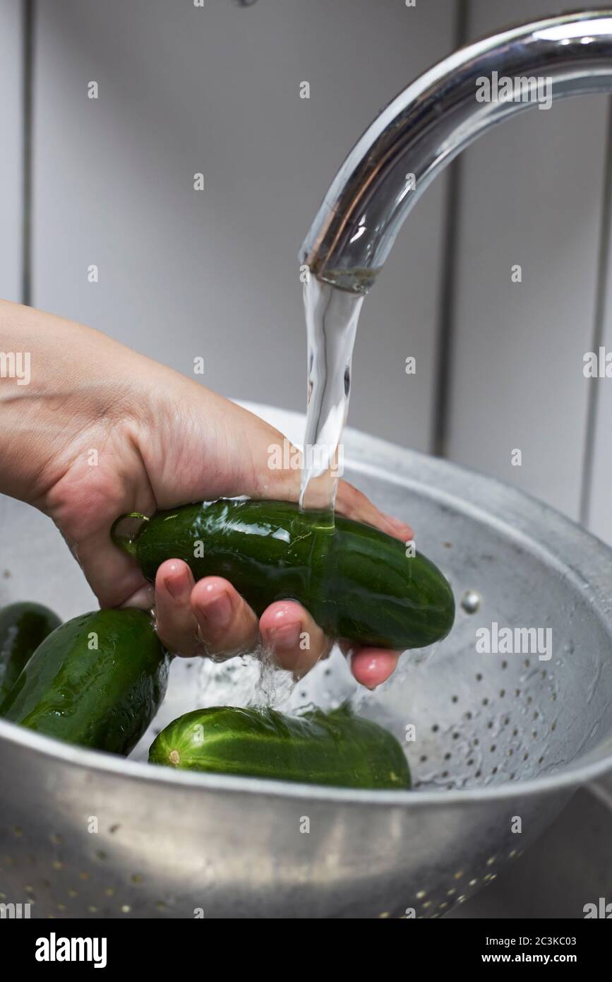 Cucumber washing hi-res stock photography and images - Alamy