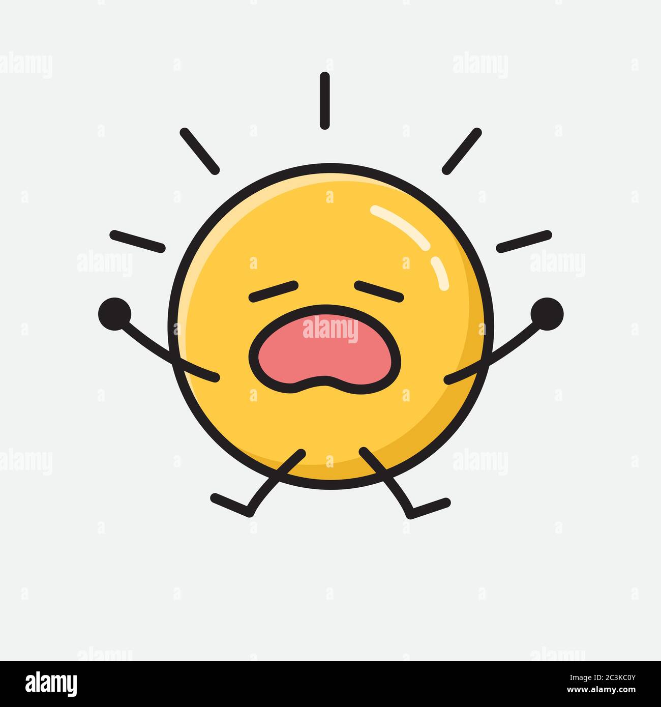 An illustration of Cute Yellow Emoticon Mascot Vector Character in Flat ...