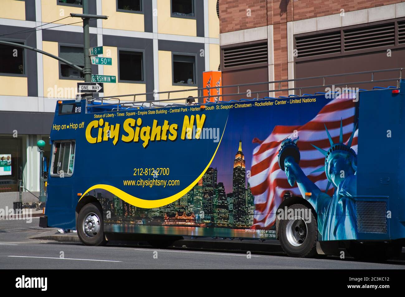 Tour Bus on 8th Avenue, Midtown Manhattan, New York City, USA Stock ...