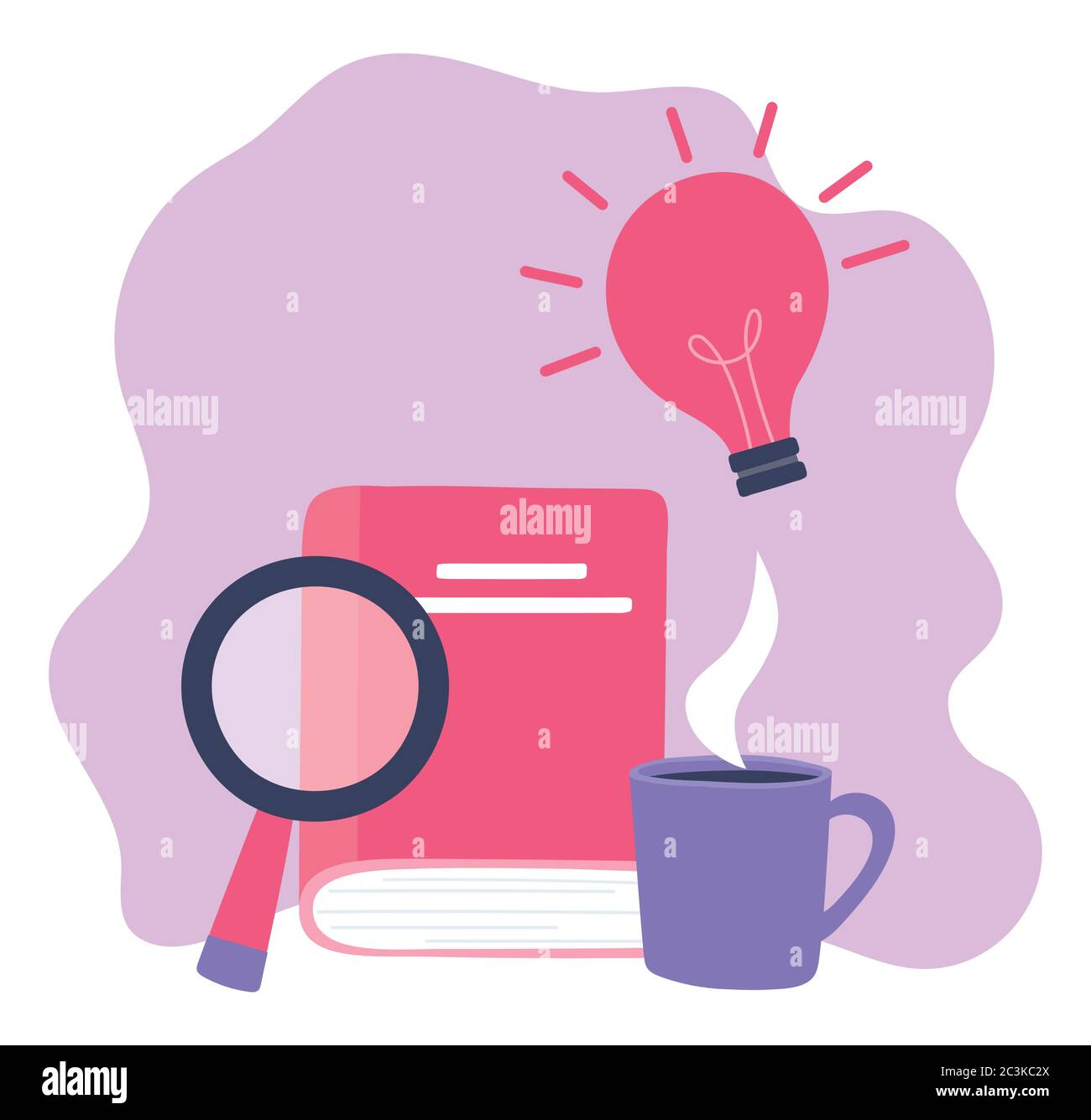 online training, book coffee cup and magnifier, education and courses ...