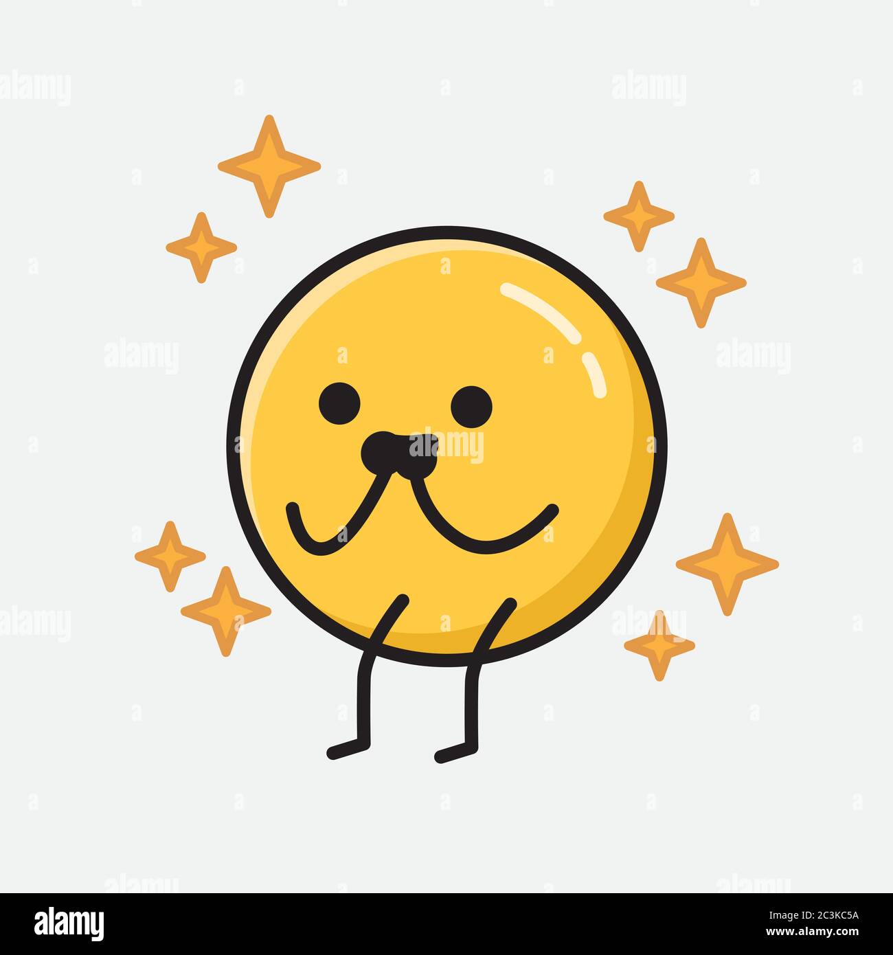 An illustration of Cute Yellow Emoticon Mascot Vector Character in Flat ...