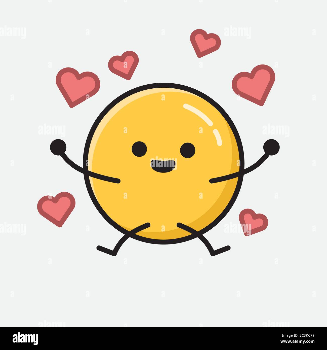 An illustration of Cute Yellow Emoticon Mascot Vector Character in Flat ...