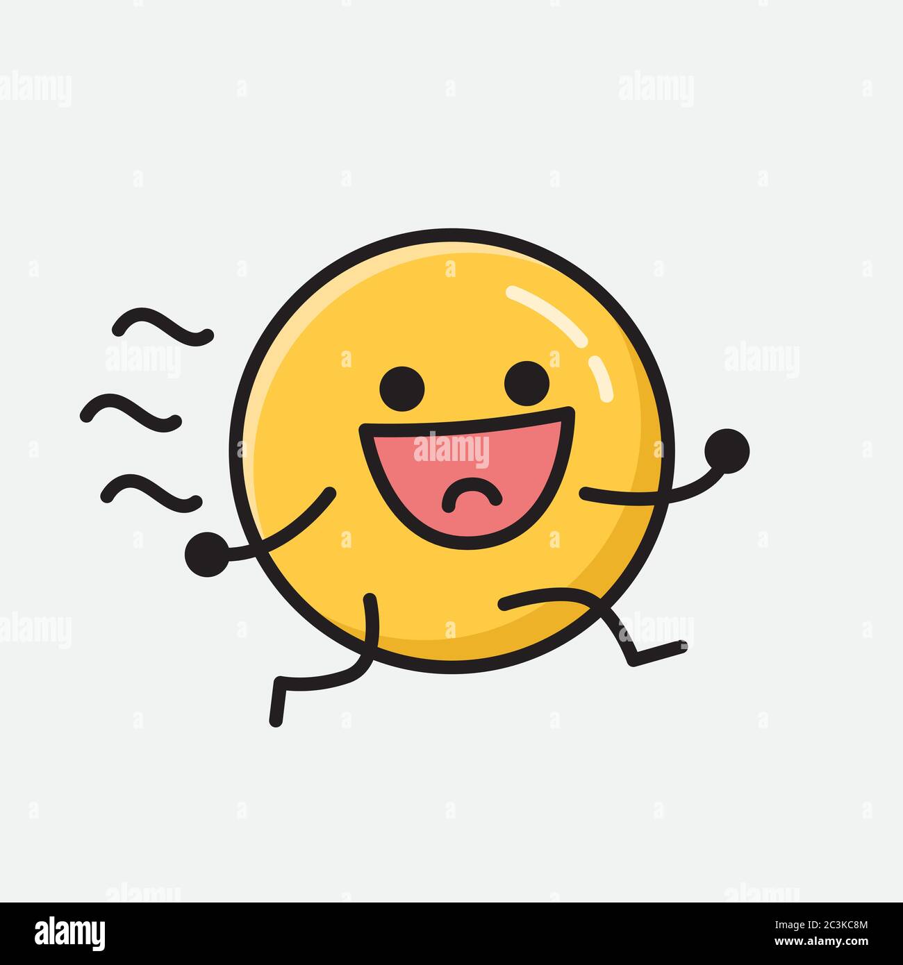 An illustration of Cute Yellow Emoticon Mascot Vector Character in Flat ...