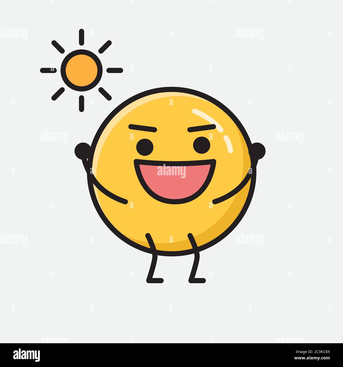 An illustration of Cute Yellow Emoticon Mascot Vector Character in Flat ...