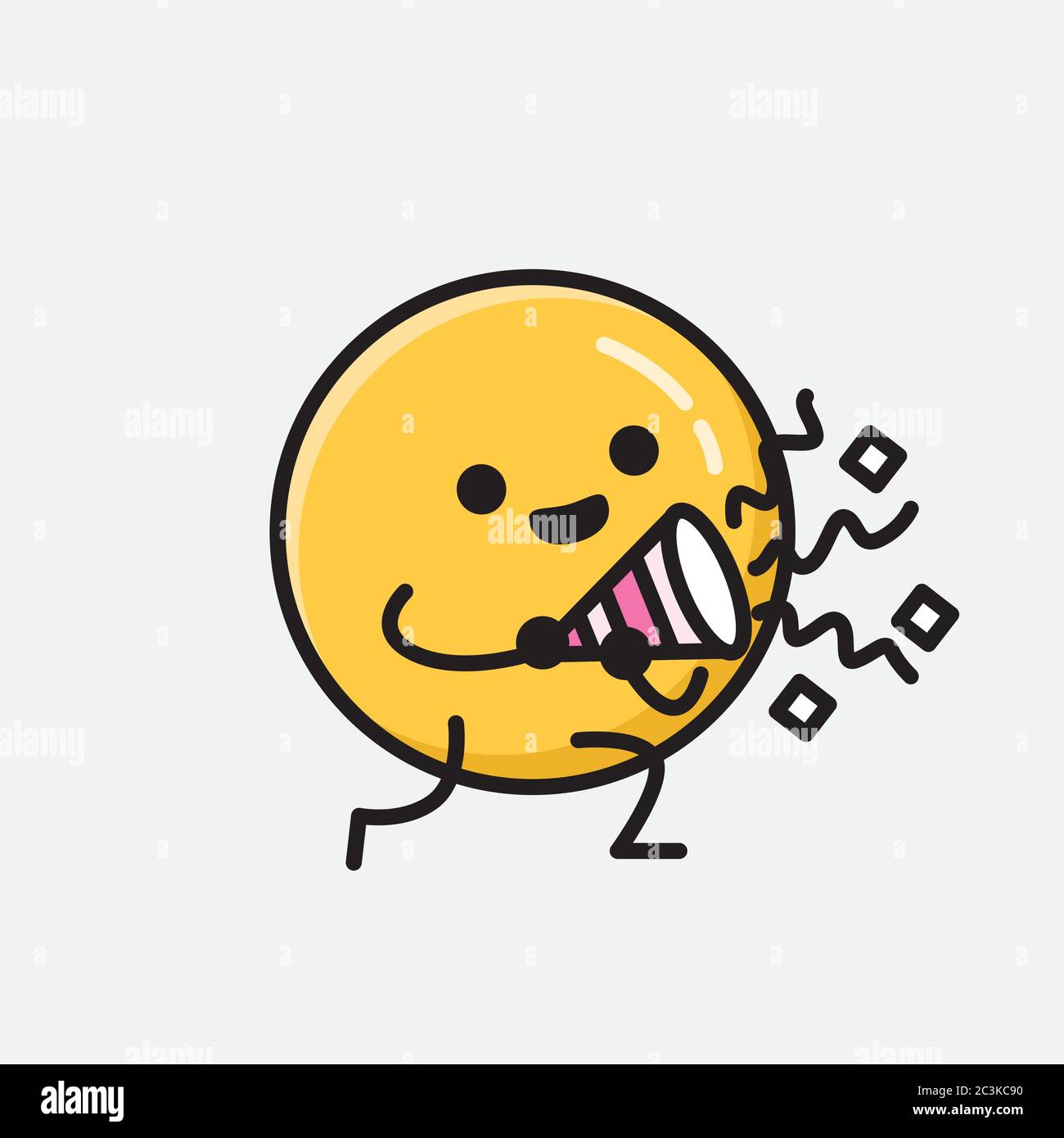 An illustration of Cute Yellow Emoticon Mascot Vector Character in Flat ...