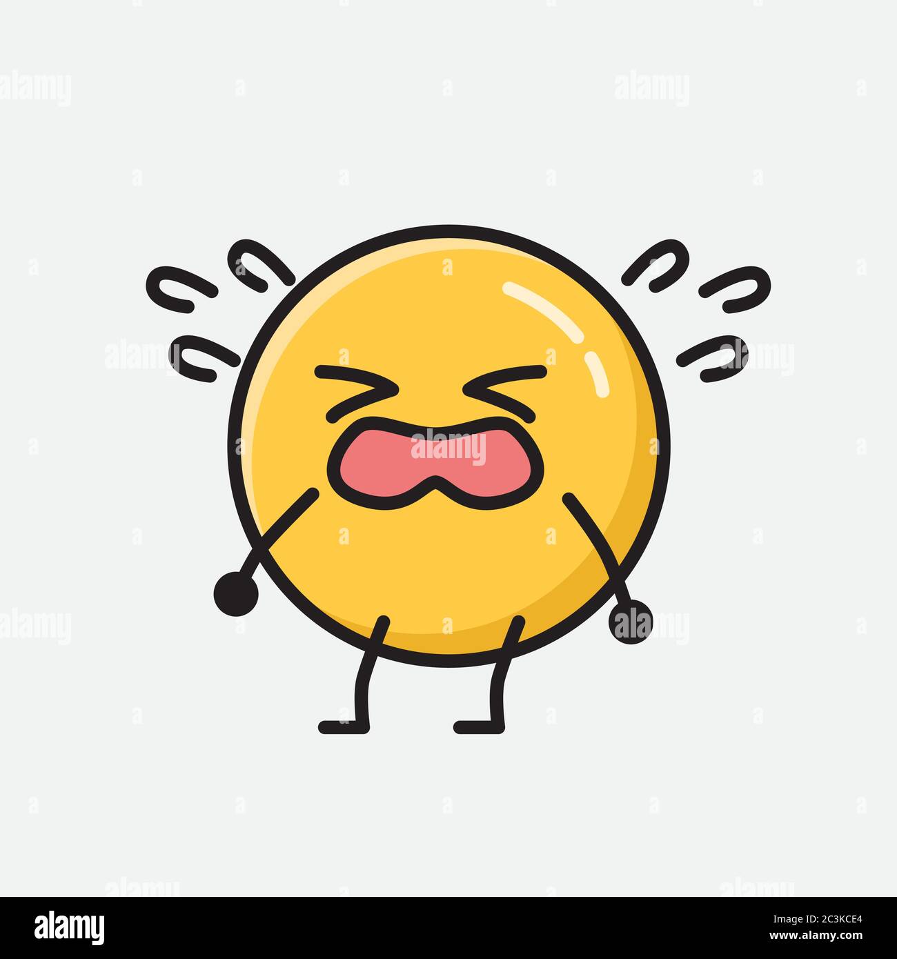 An illustration of Cute Yellow Emoticon Mascot Vector Character in Flat ...