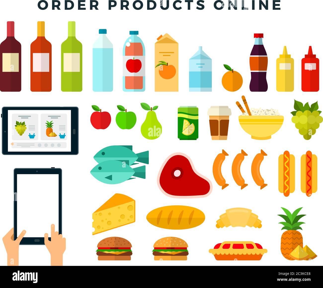 Ordering food via mobile app. Online shopping. Order products using ...