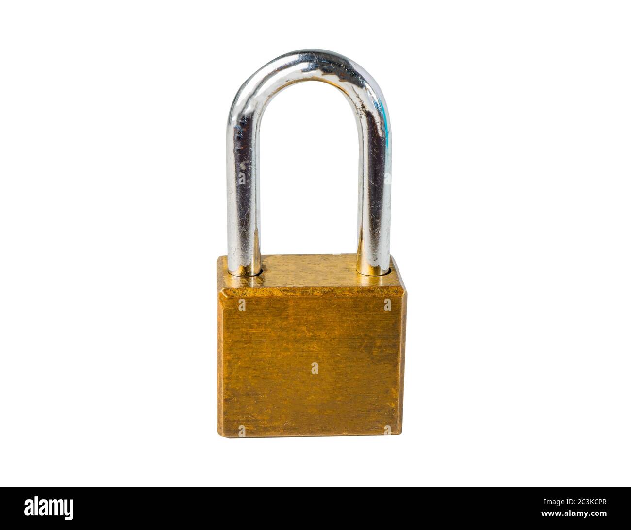 Old golden lock on white background Stock Photo - Alamy