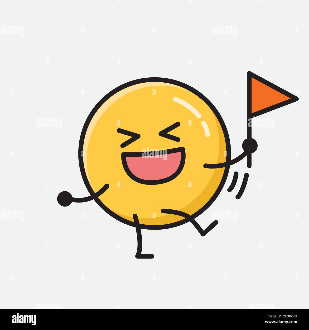 An illustration of Cute Yellow Emoticon Mascot Vector Character in Flat ...