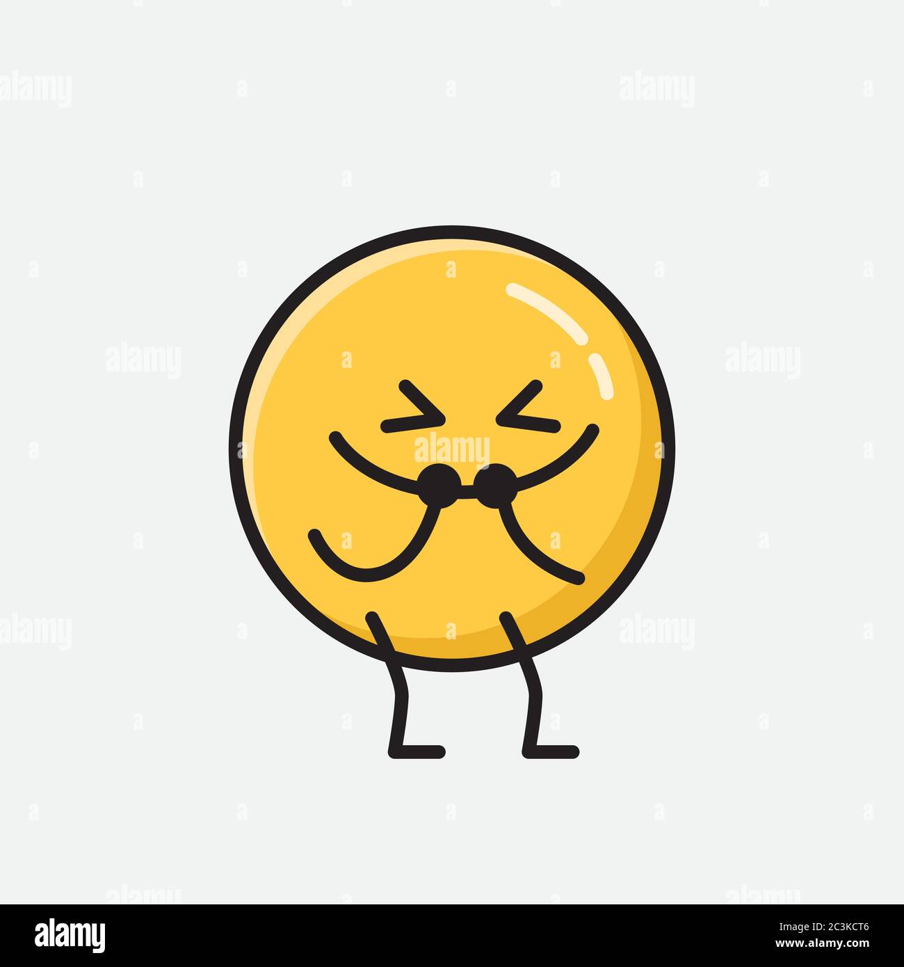 An illustration of Cute Yellow Emoticon Mascot Vector Character in Flat ...