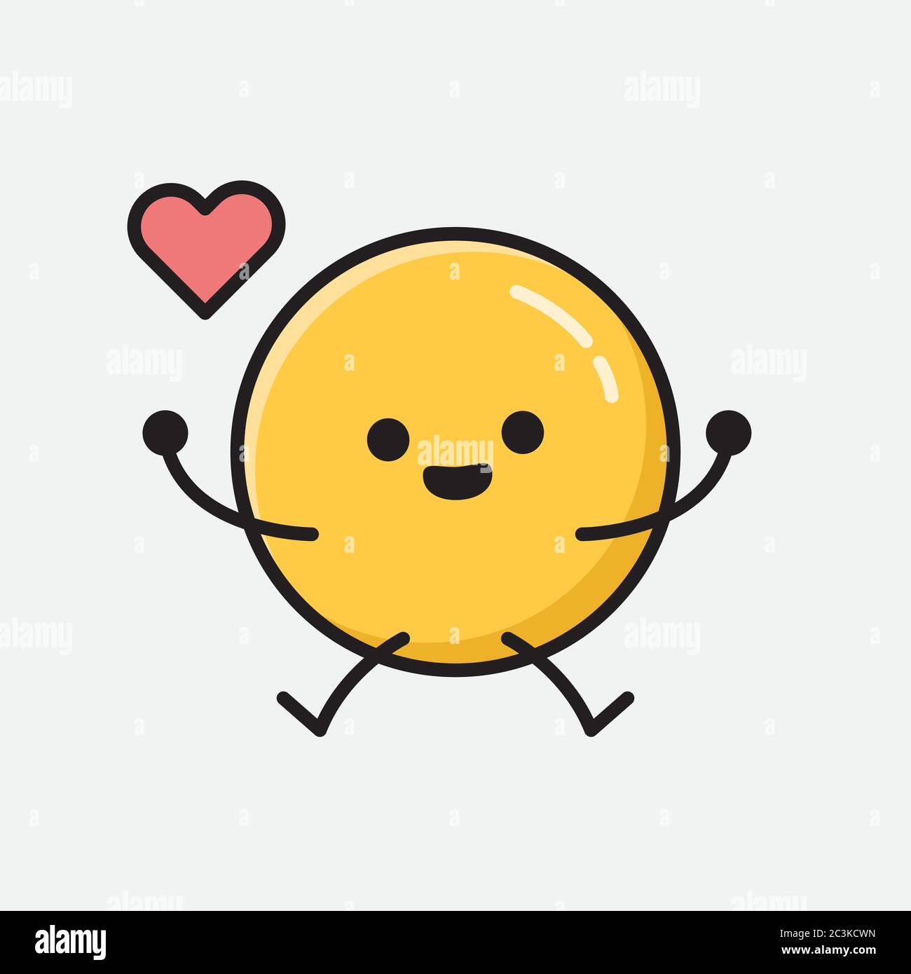 An illustration of Cute Yellow Emoticon Mascot Vector Character in Flat ...