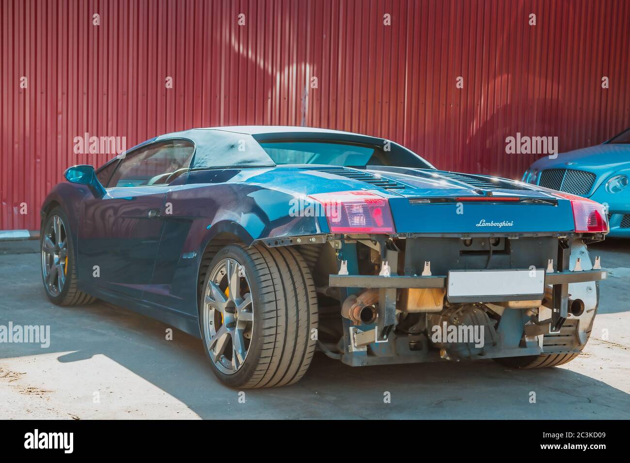 Moscow. Autumn 2018. Lamborghini cabriolet. damage to the rear and ...