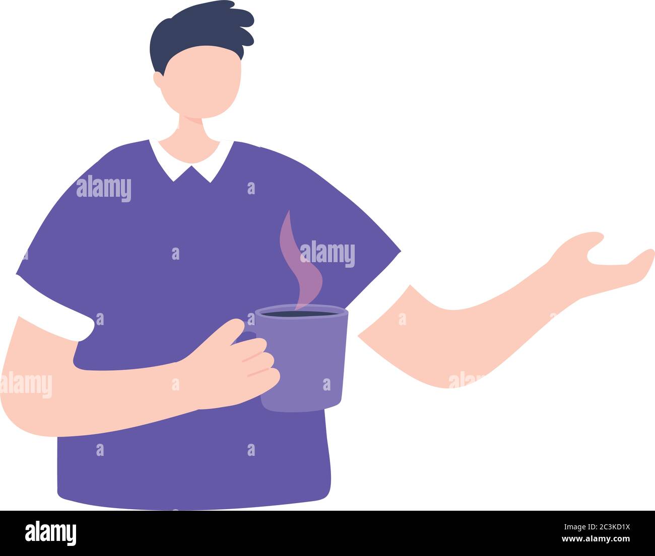 young man holding coffee cup beverage isolted design icon vector ...