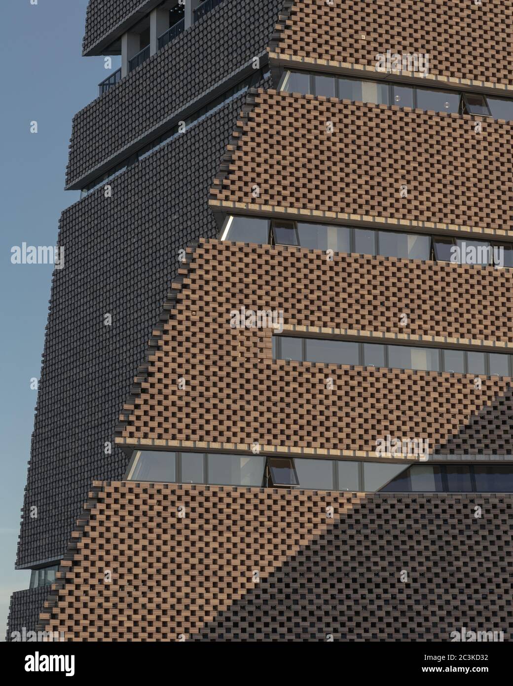 Aerial shot of modern brown tower block Stock Photo - Alamy