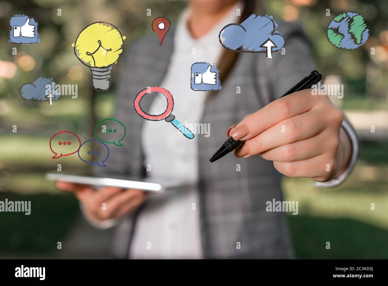 Free Sketch Of Digital Technology Information With Infographic Element ...