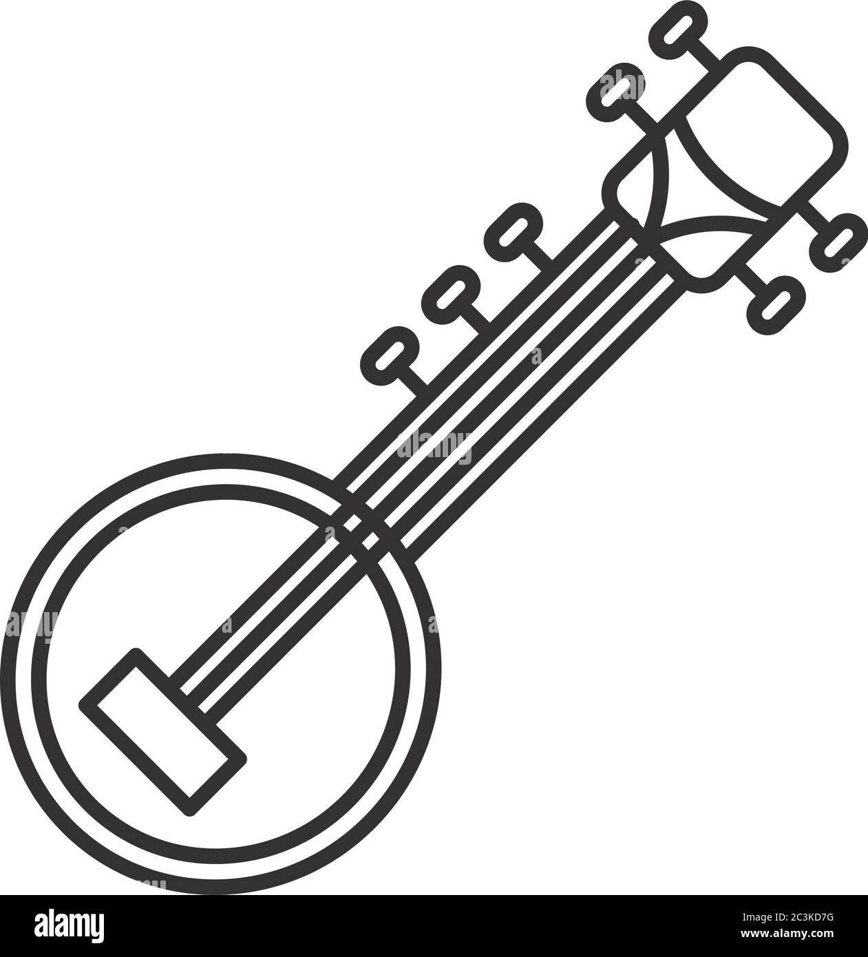 Indian sitar guitar line style icon design, India culture travel and ...