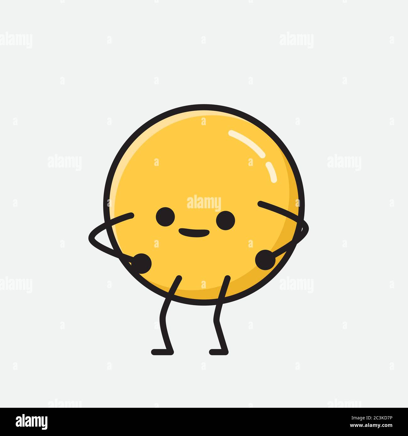 An illustration of Cute Yellow Emoticon Mascot Vector Character in Flat ...