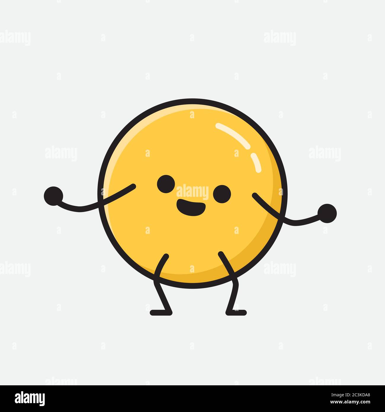 An illustration of Cute Yellow Emoticon Mascot Vector Character in Flat ...
