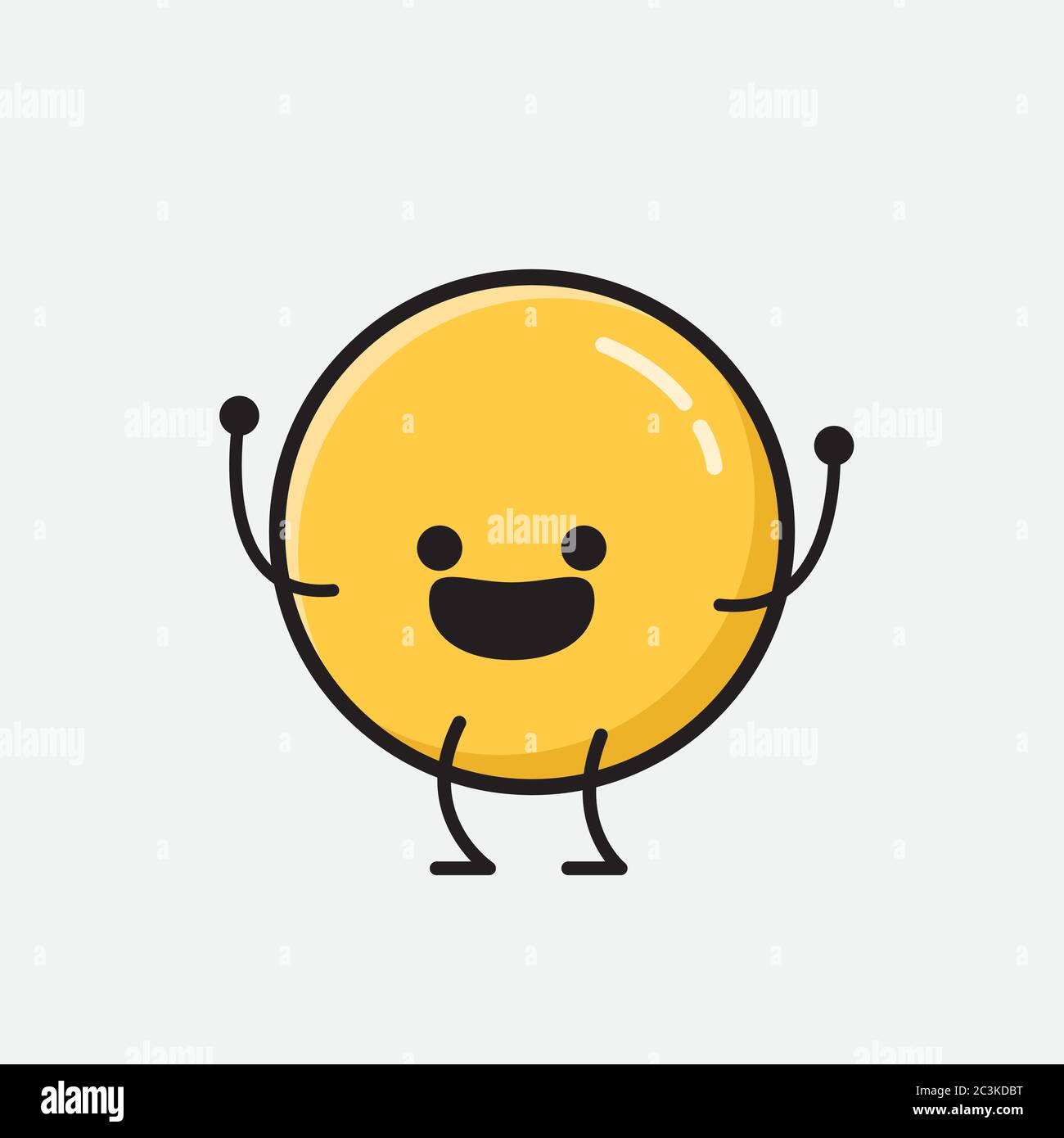 An illustration of Cute Yellow Emoticon Mascot Vector Character in Flat ...