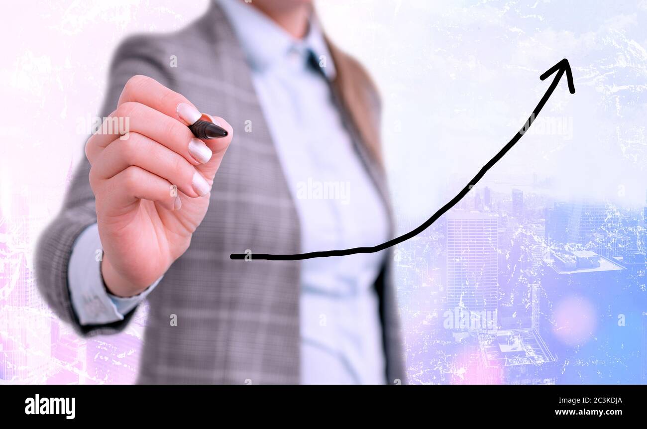 Digital Arrowhead Curve Rising Upward Denoting Growth Development ...