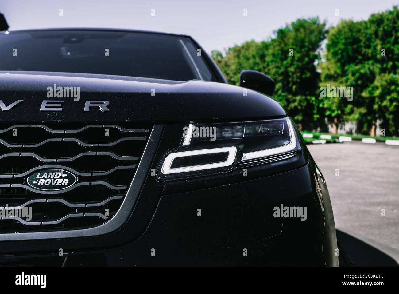 Moscow. Autumn 2018. The Land Rover Range Rover Velar in Black color ...