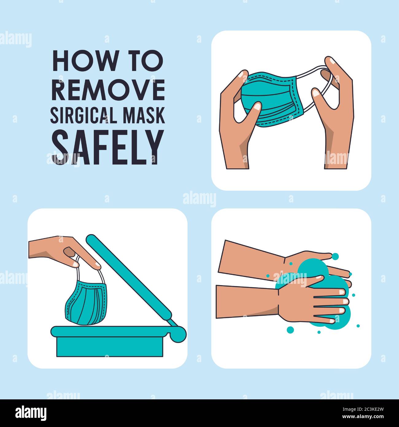 how to remove surgical mask safely infographic vector illustration ...
