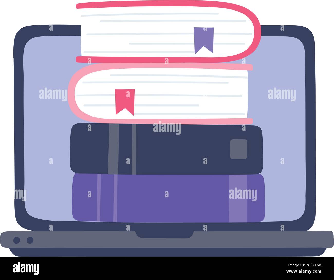 online training, laptop computer stack of books, education and courses ...