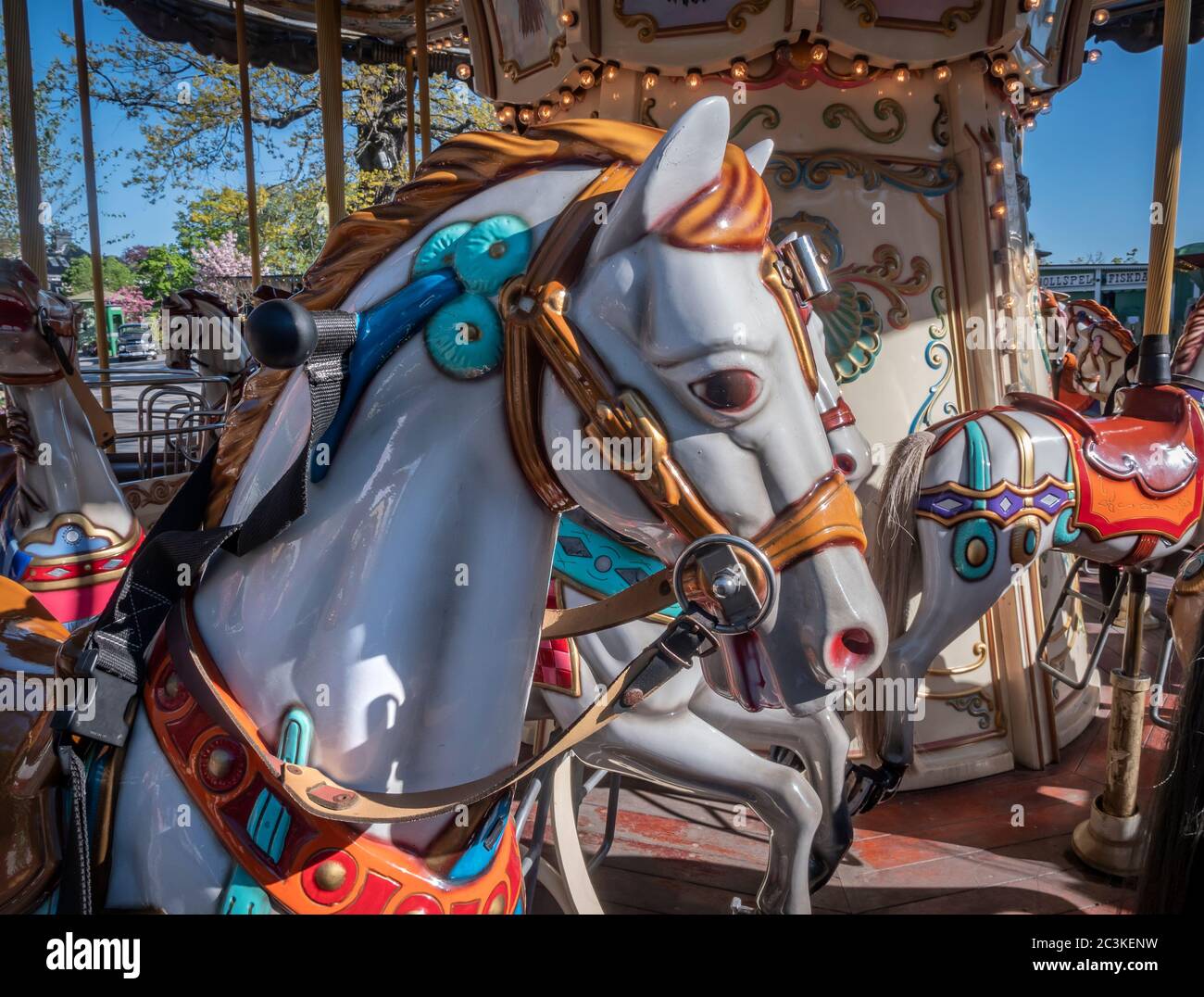 Traditional horse carousel Stock Photo - Alamy