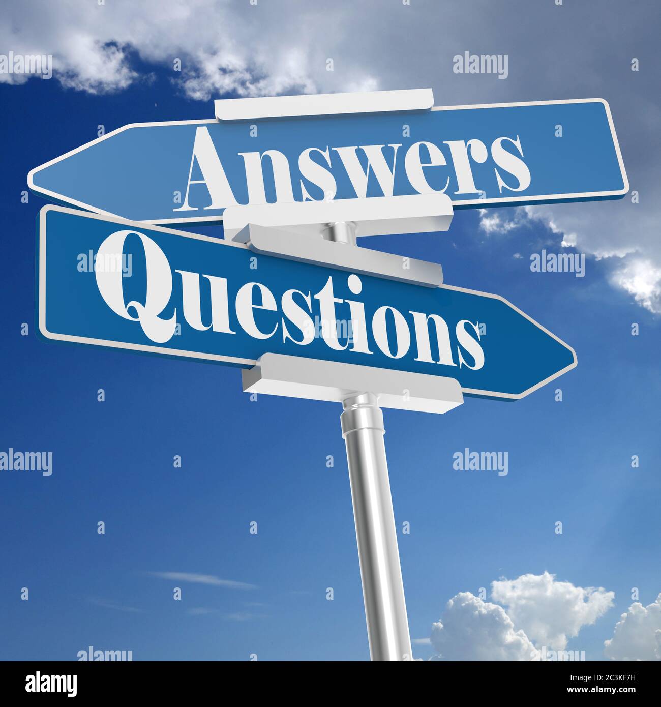 Questions and answers signs, isolated on white. 3D rendering Stock ...