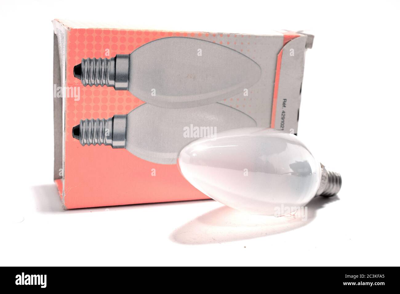 Light bulb with its box isolated on the white background Stock Photo ...