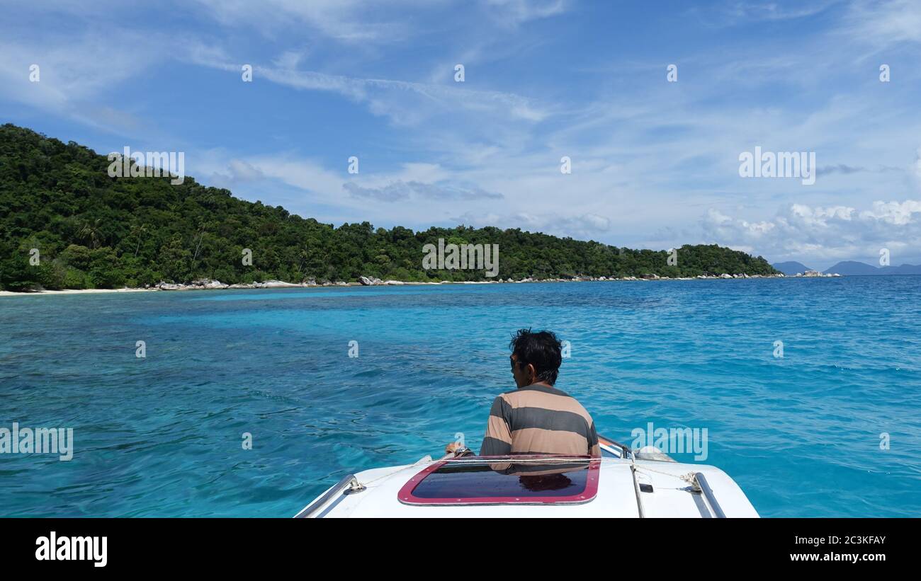 Anambas Islands Indonesia - view from the stern on a fishing boat Stock ...