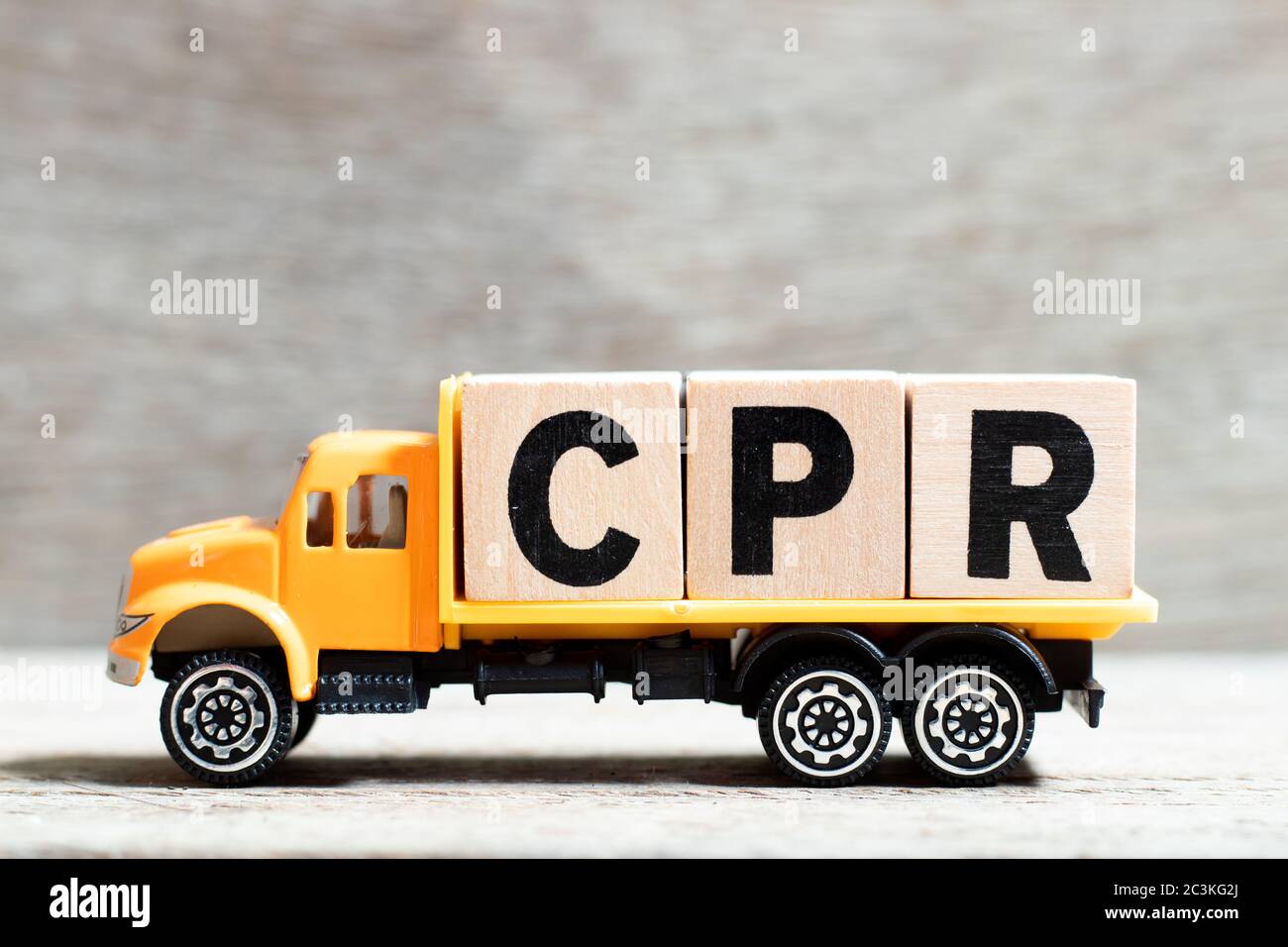 Truck hold letter block in word CPR (abbreviation of Cardiopulmonary ...