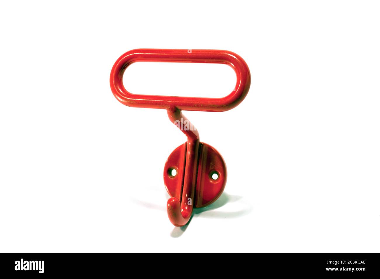Red metal hanger isolated on the white background Stock Photo - Alamy