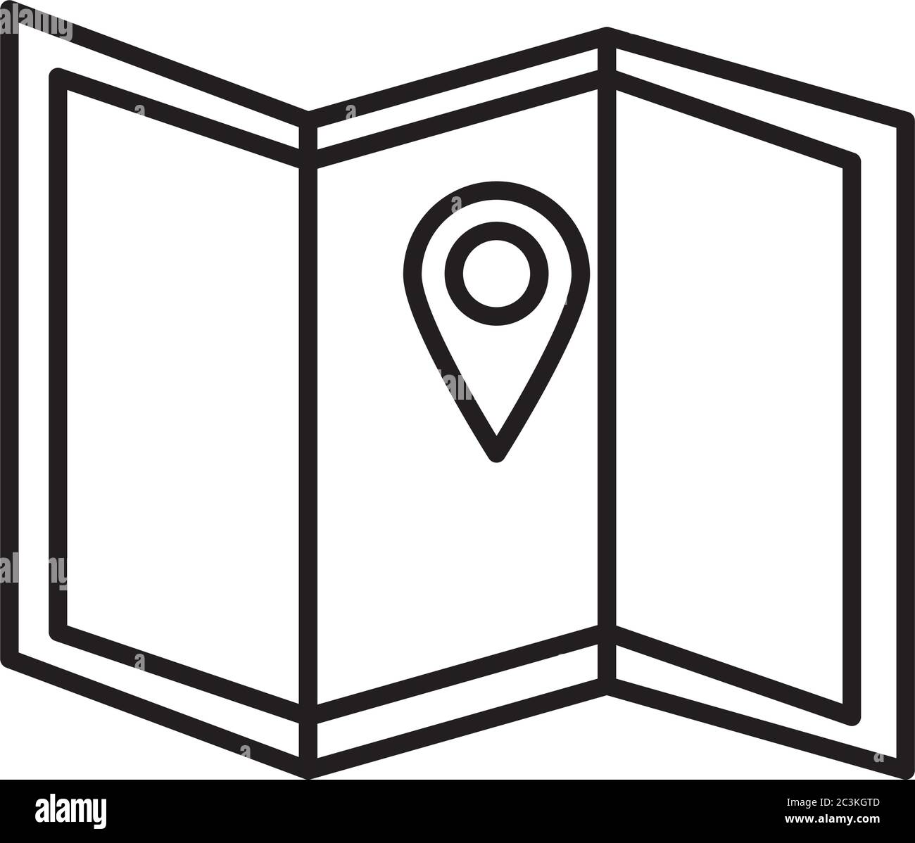 Gps Mark On Map Line Style Icon Design Map Travel Navigation Route
