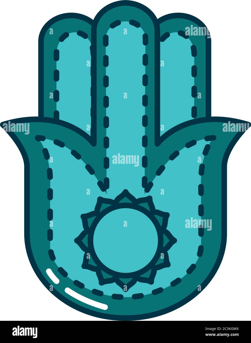Indian hamsa hand line and fill style icon design, India culture travel ...