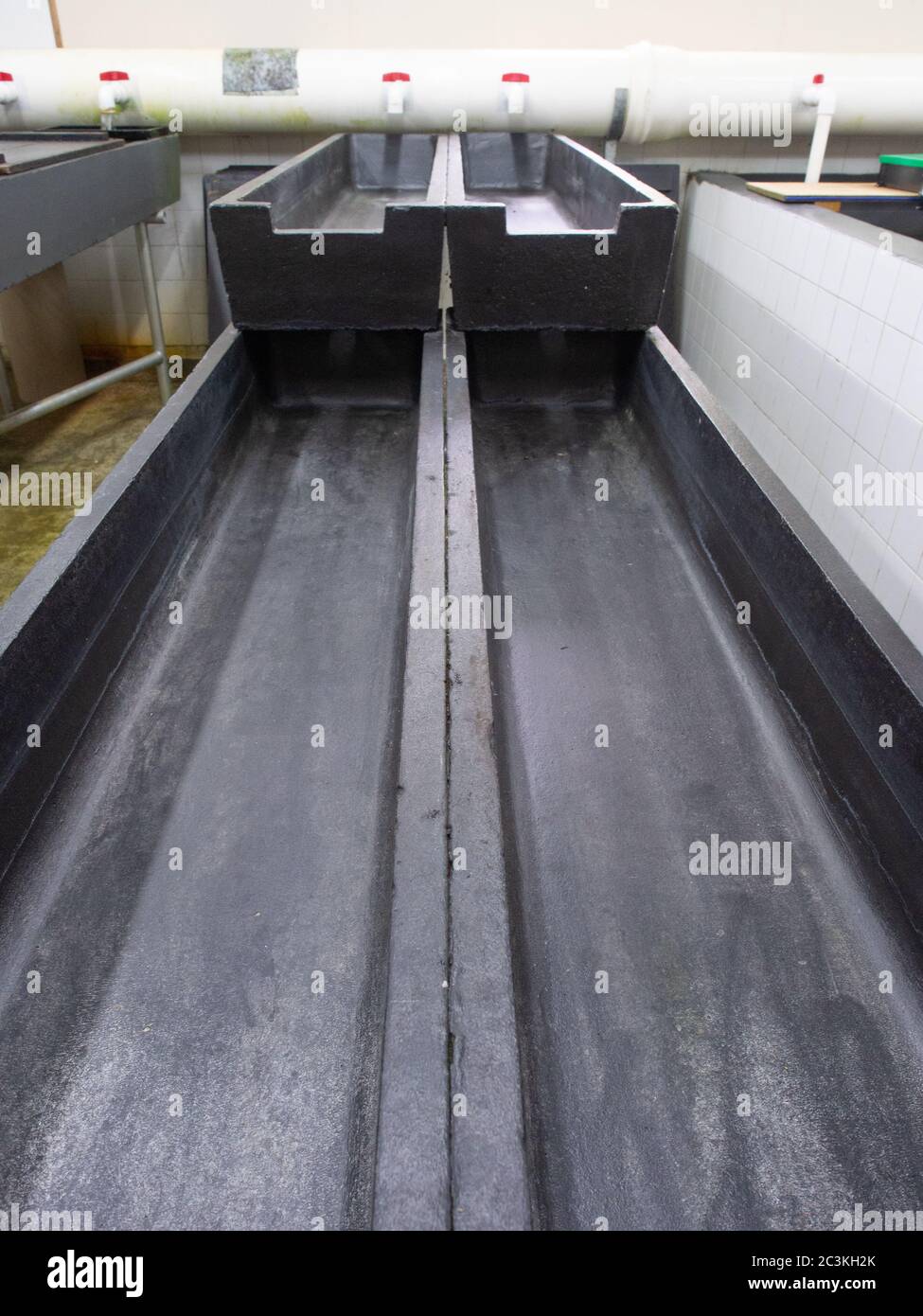 Water Trough At A Trout Farm Stock Photo - Alamy