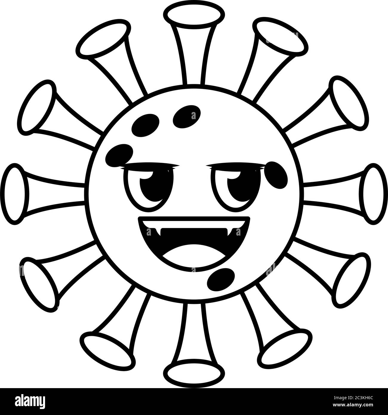 happy covid 19 virus emoji line style icon design of 2019 ncov cov ...