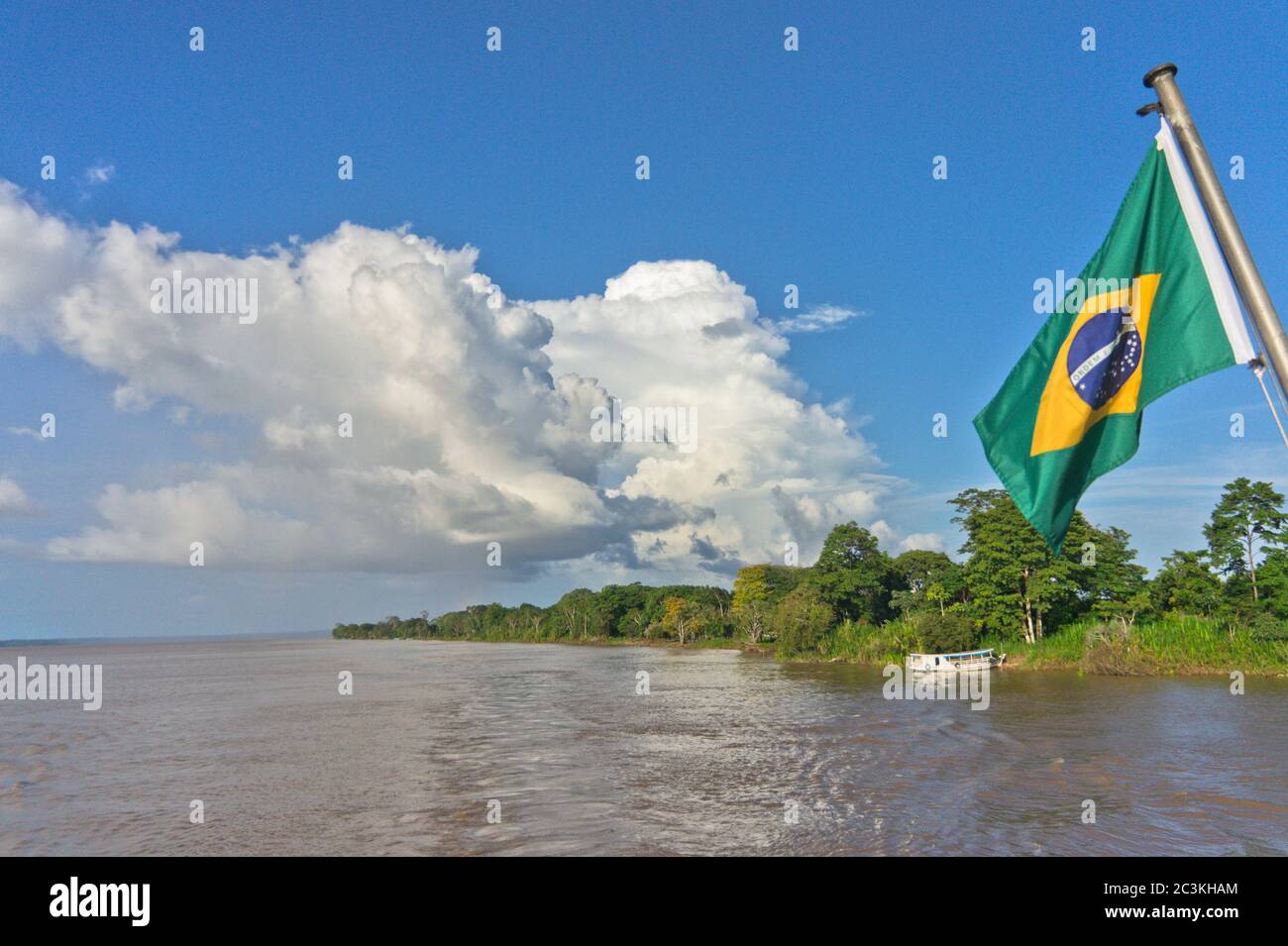 Amazon river view from a riverboat, Amazon Basin, Brazil Stock Photo ...