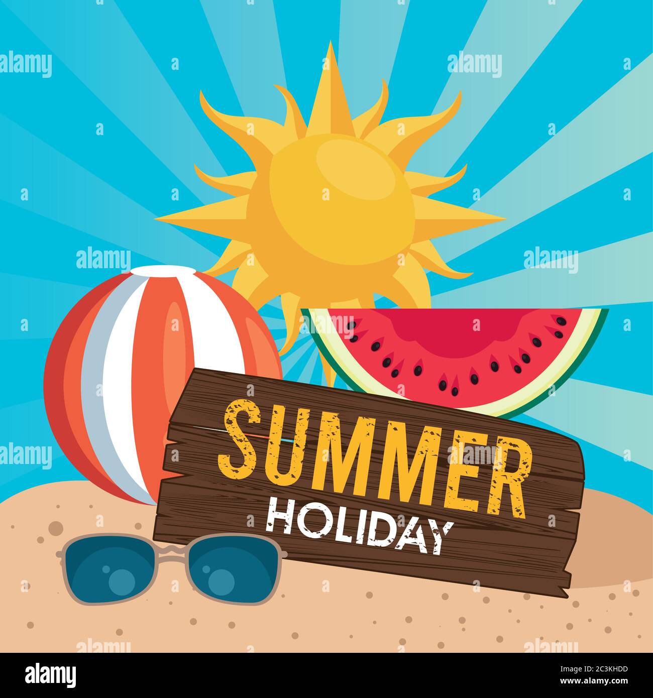 summer holiday label with sun vector illustration design Stock Vector ...