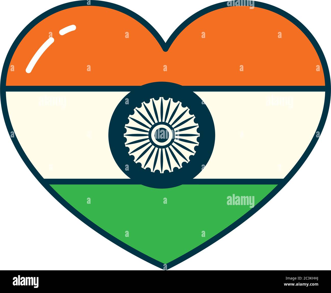 Indian heart line and fill style icon design, India culture travel and ...