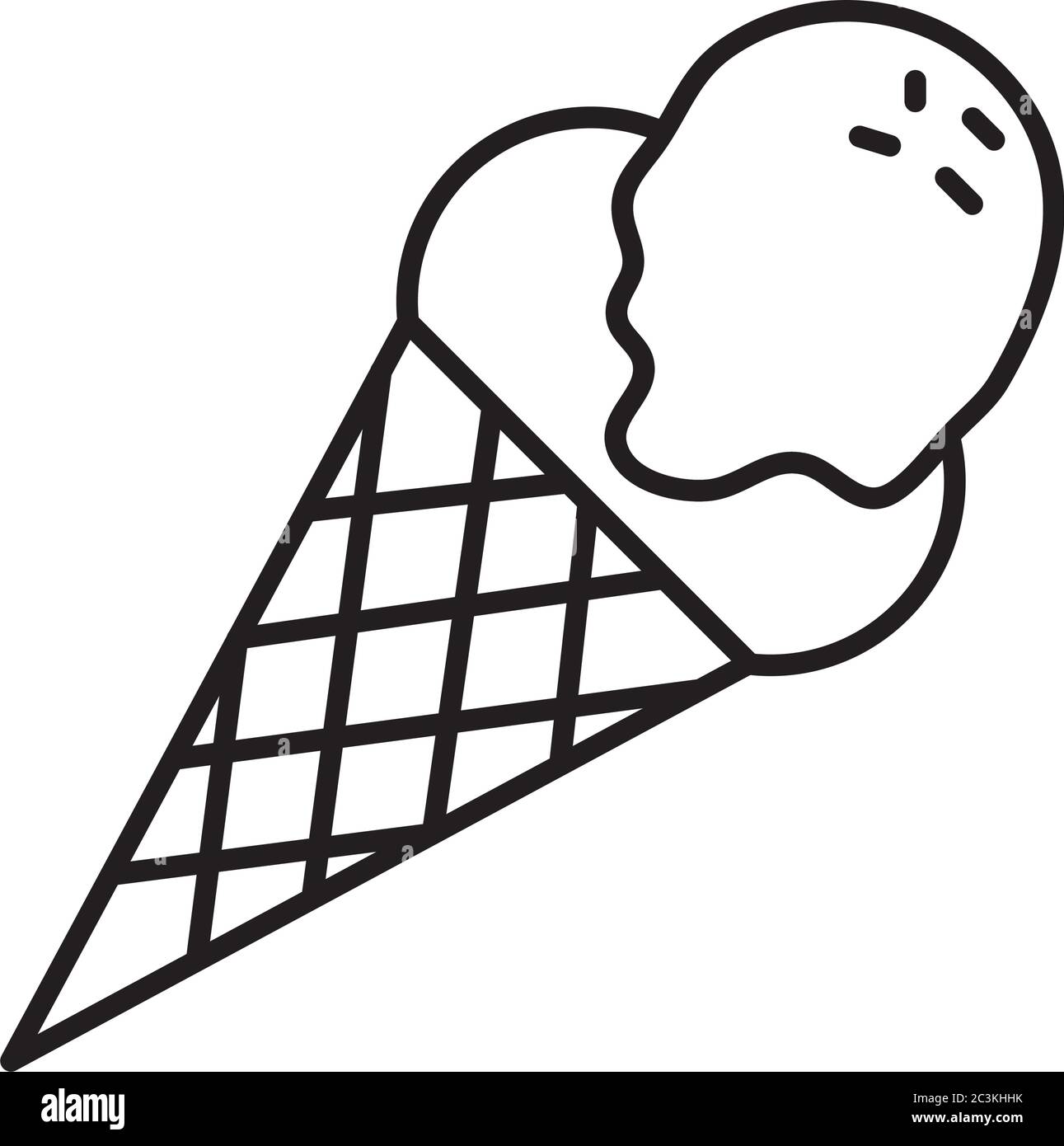Ice cream cone line style icon design, Sweet and dessert theme Vector ...