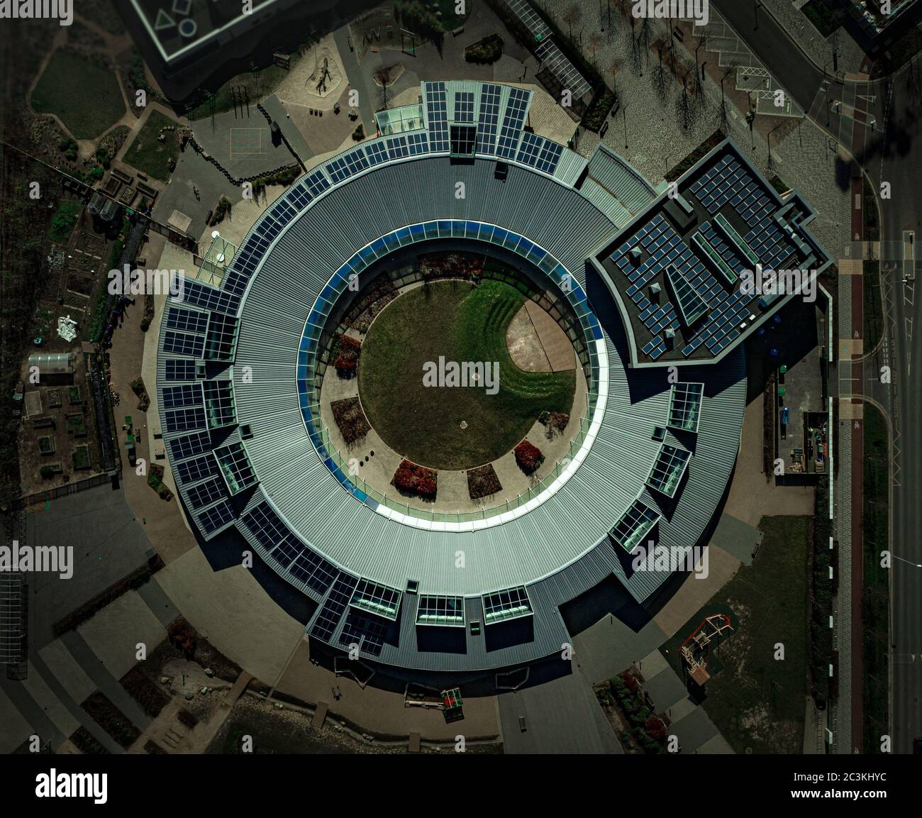 Aerial shot of a circular building at daytime Stock Photo - Alamy
